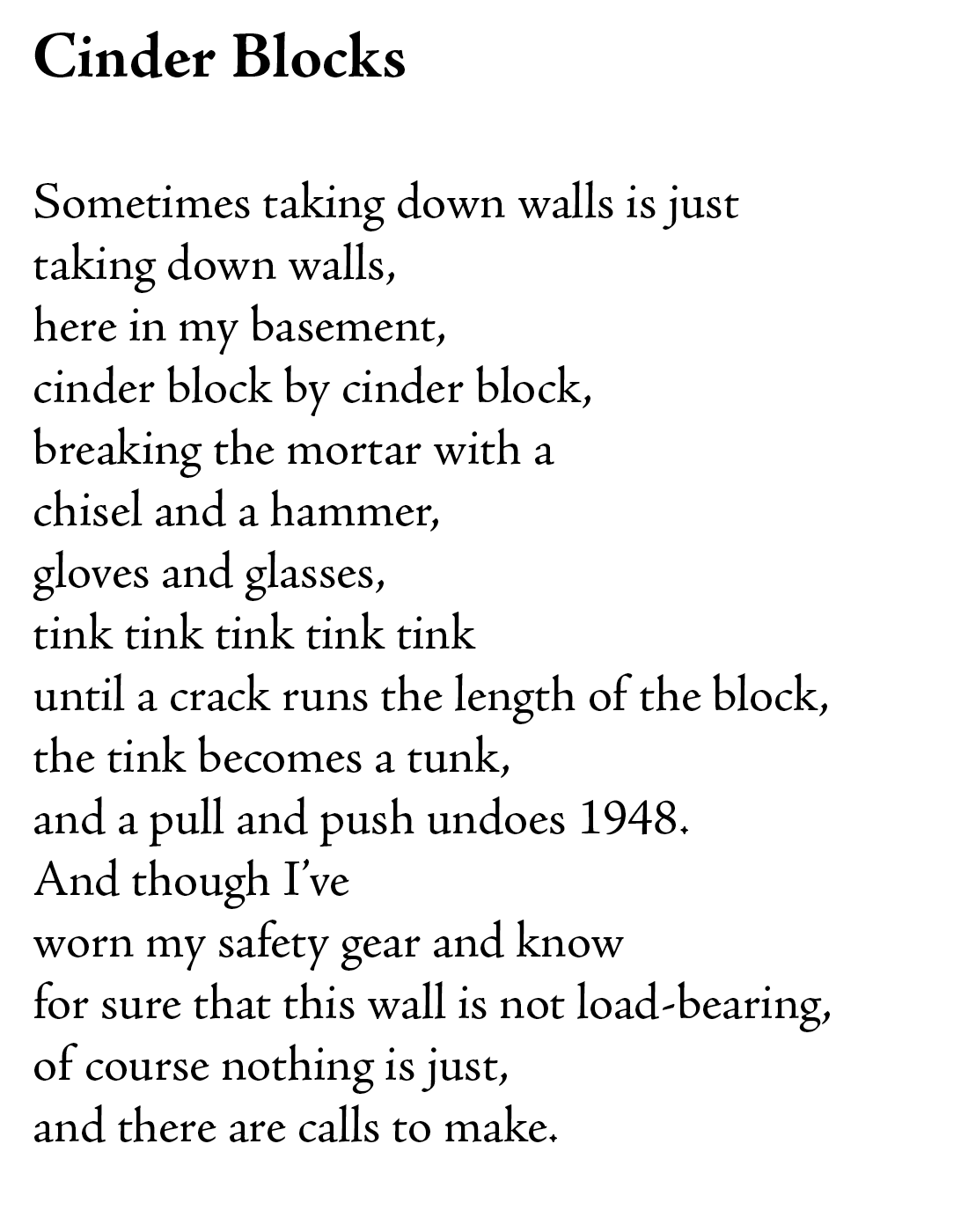 Cinder Blocks – The Poet Projects